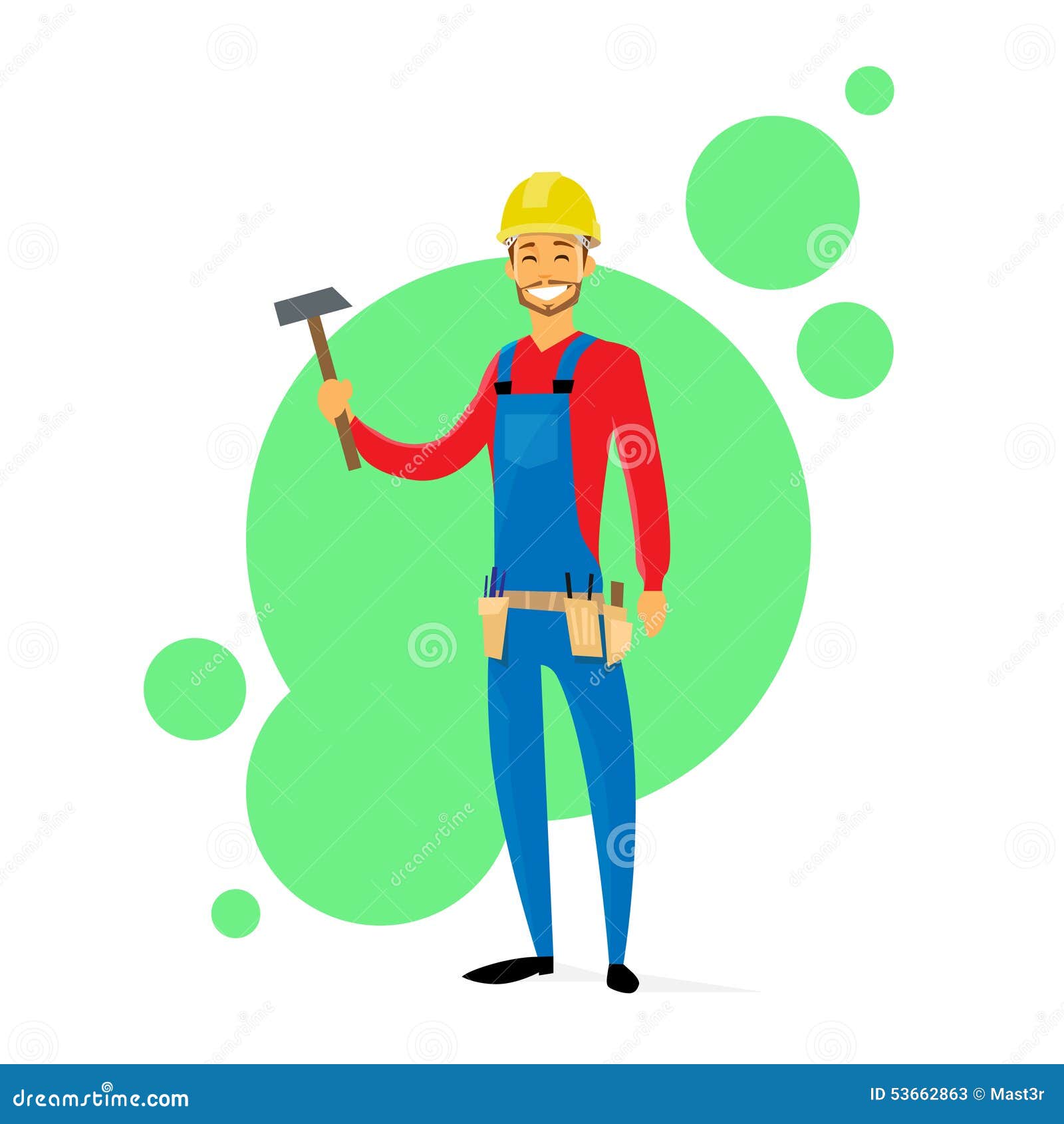 Builder Construction Worker Pointing Circle Cartoon | CartoonDealer.com ...