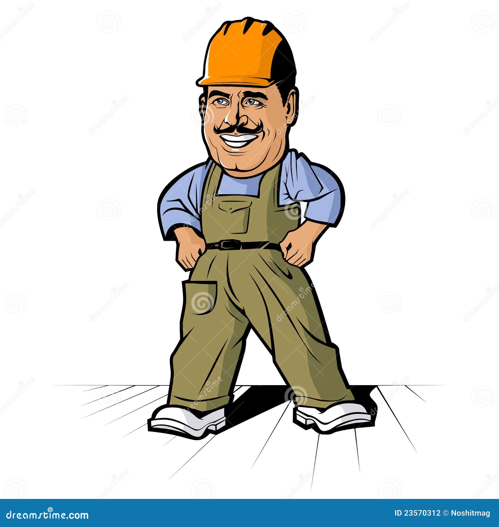 Cartoon builder man stock vector. Illustration of hand - 23570312