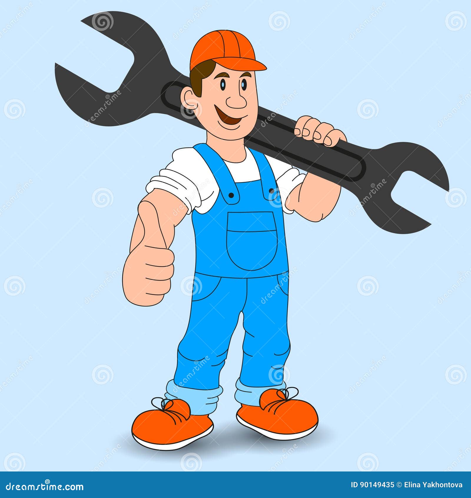 Cartoon Builder, Mechanic Worker with a Wrench, Vector Illustration ...
