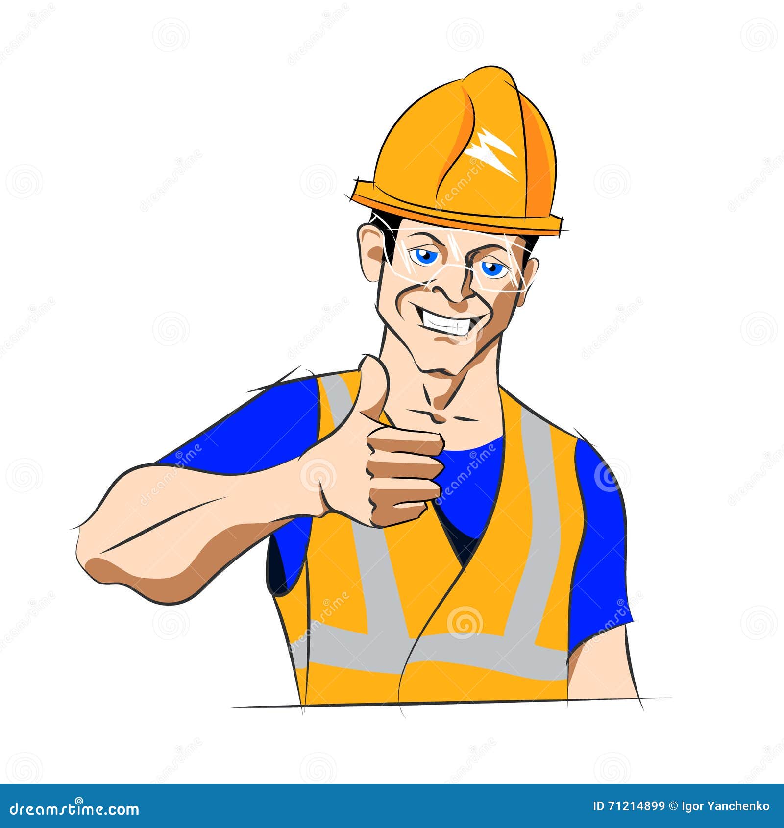 Cartoon Builder Shows Thumbs Up Stock Vector - Illustration of ...