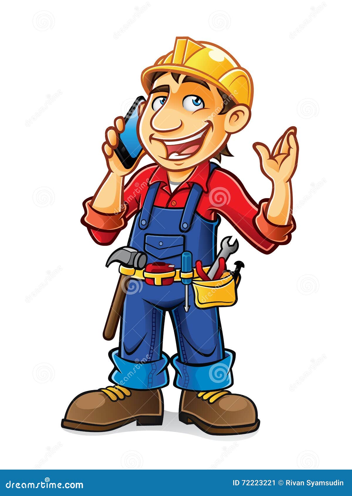 Cartoon Builder Talking stock illustration. Illustration of person ...