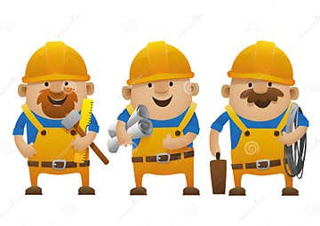 Cartoon builders stock vector. Illustration of types - 67089145