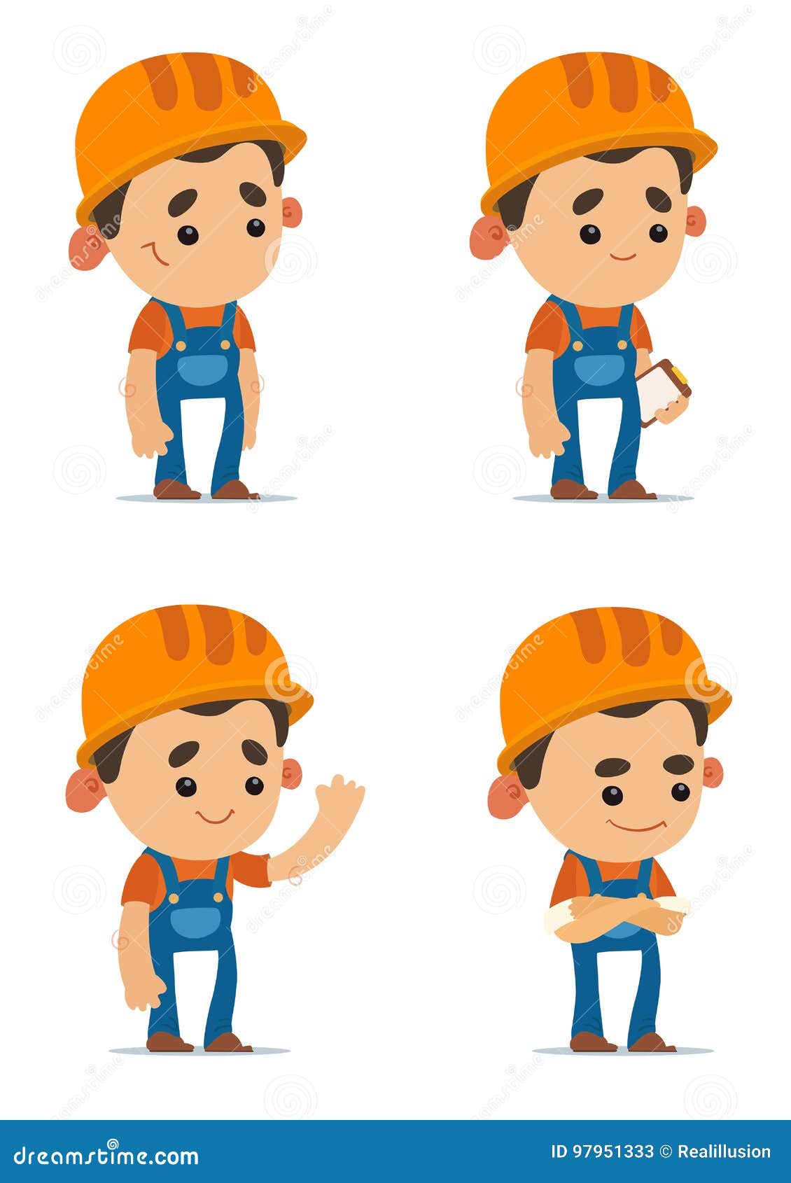 Cartoon Builders stock vector. Illustration of clipboard - 97951333