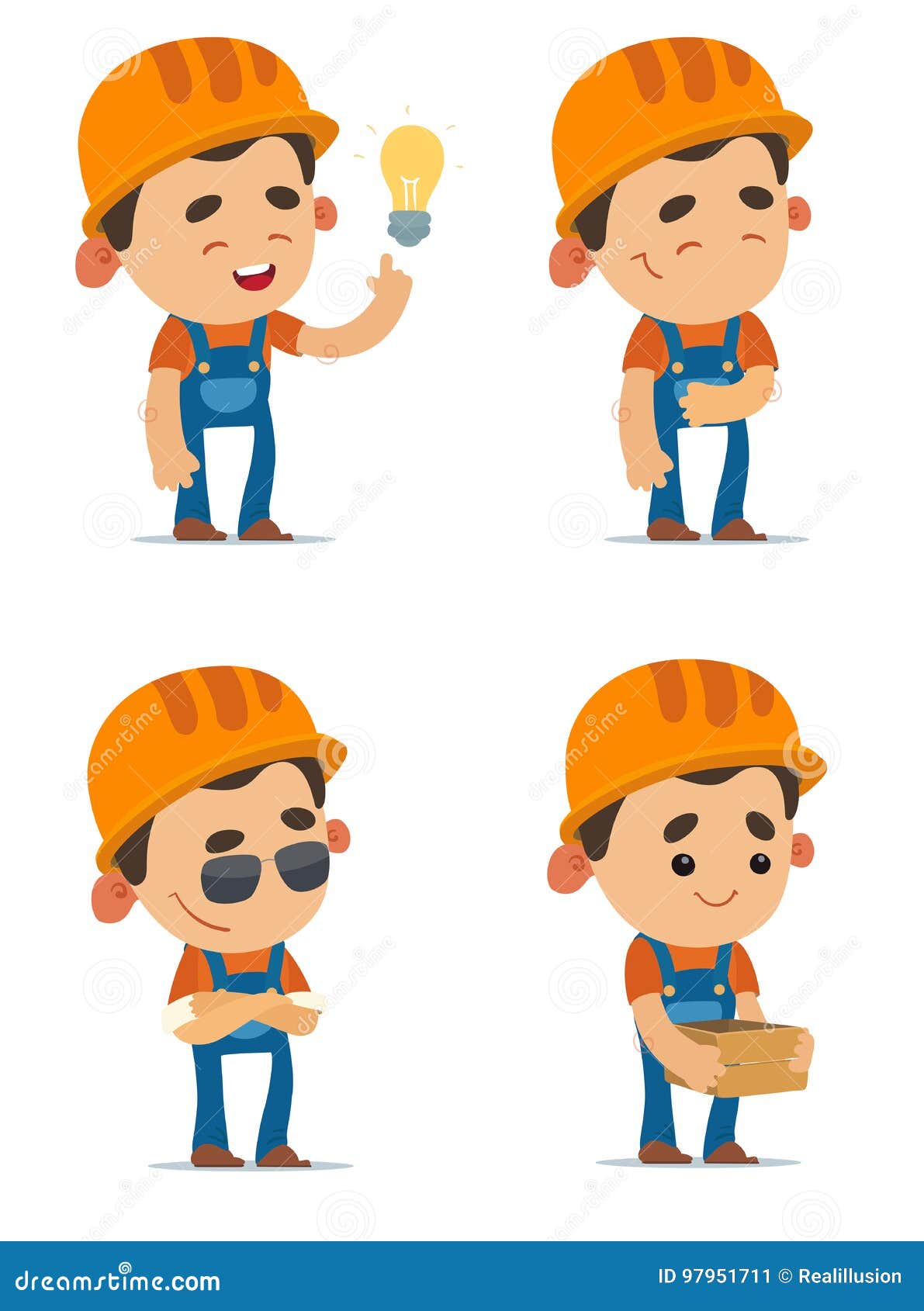 Cartoon Builders And Architects. Construction Worker And Master Foreman ...