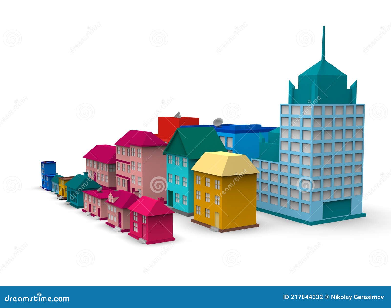 Cartoon Building 3d-illustration 3d-rendering Render Kid Color Stock ...