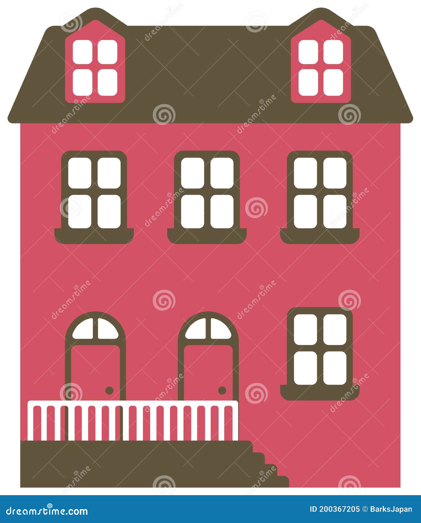 Cartoon Building / House Flat Design Illustration Front View Stock ...