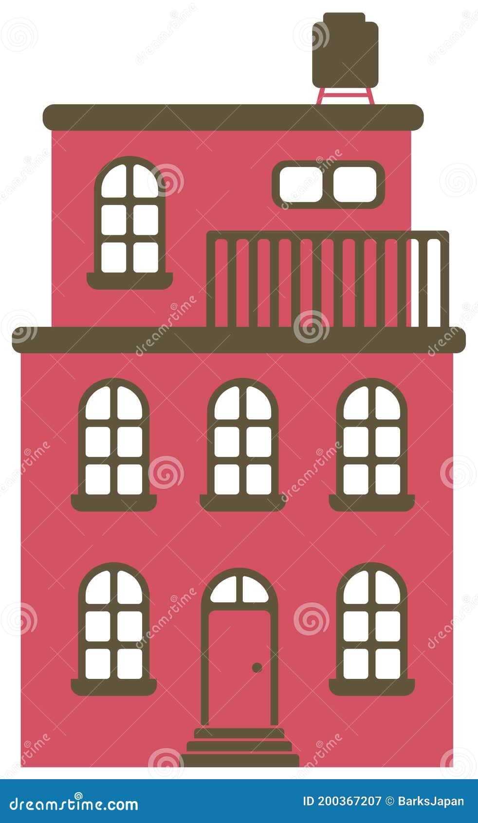 Cartoon Building / House Flat Design Illustration Front View Stock ...