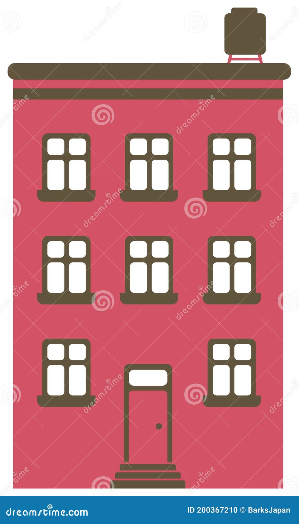 Cartoon Building / House Flat Design Illustration Front View Stock ...