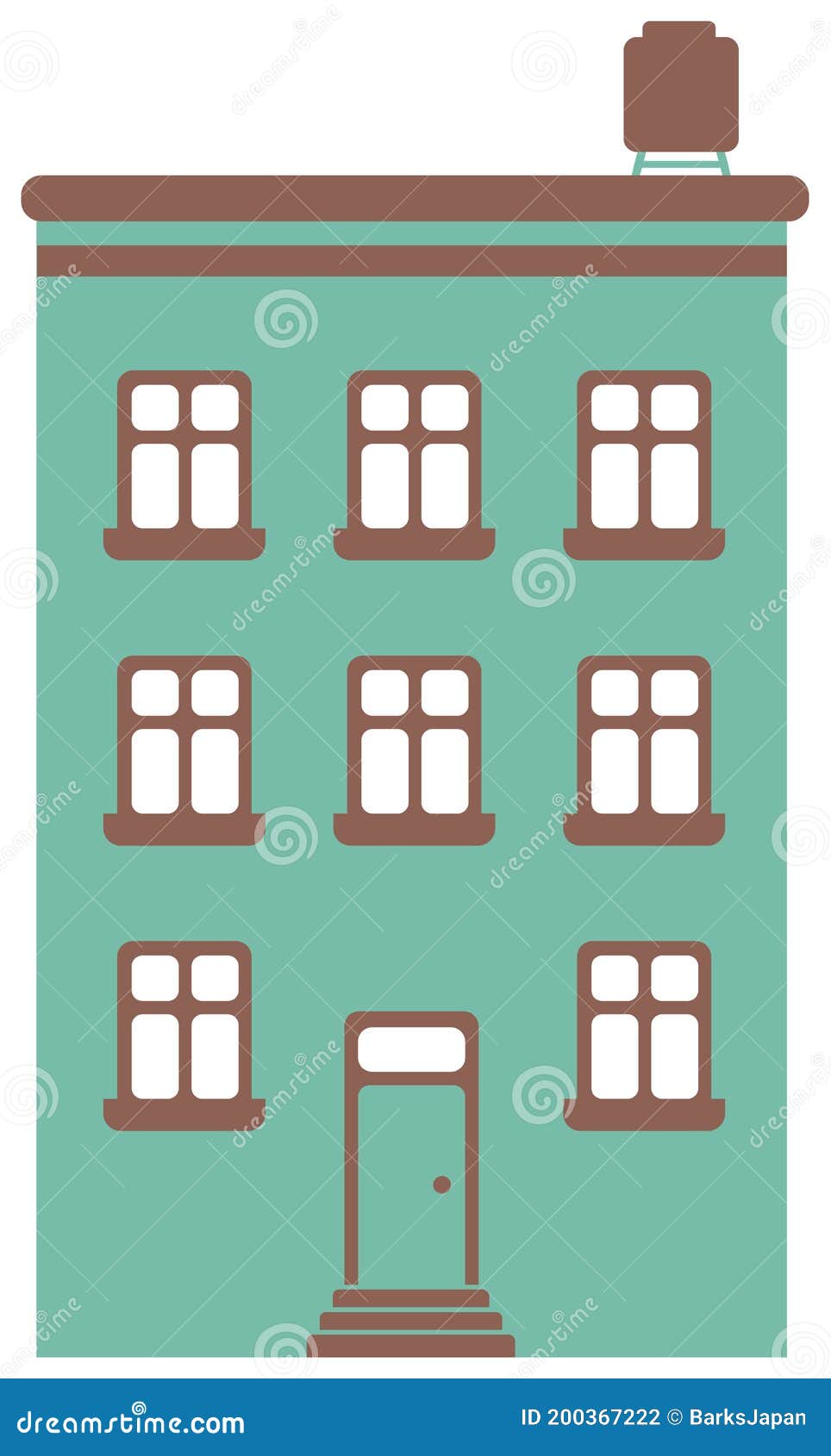 Cartoon Building / House Flat Design Illustration Front View Stock ...