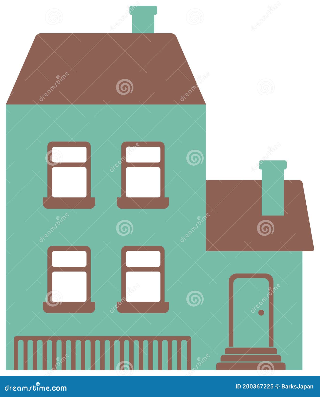 Cartoon Building / House Flat Design Illustration Front View Stock ...