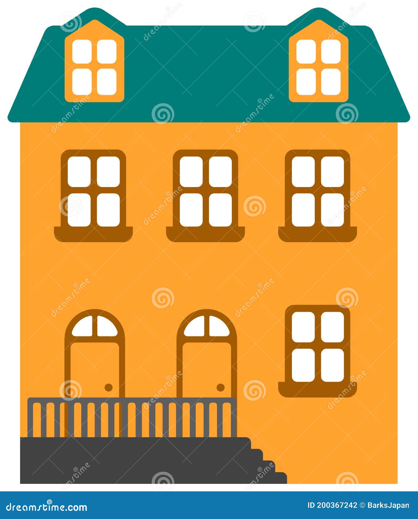 Cartoon Building / House Flat Design Illustration Front View Stock ...