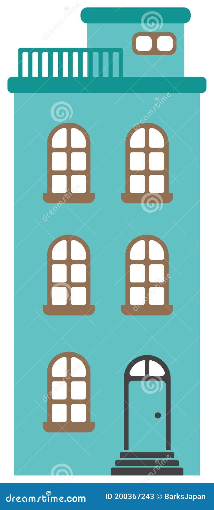 Cartoon Building / House Flat Design Illustration Front View Stock ...