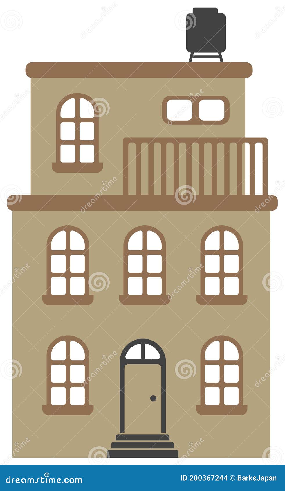 Cartoon Building / House Flat Design Illustration Front View Stock ...