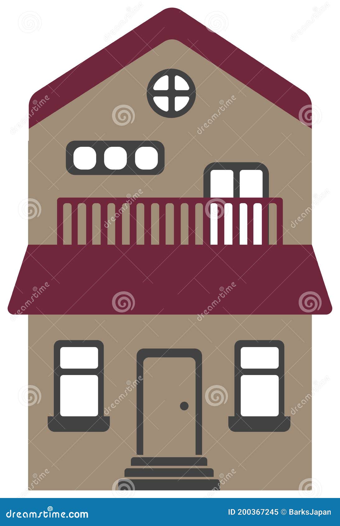 Cartoon Building / House Flat Design Illustration Front View Stock ...