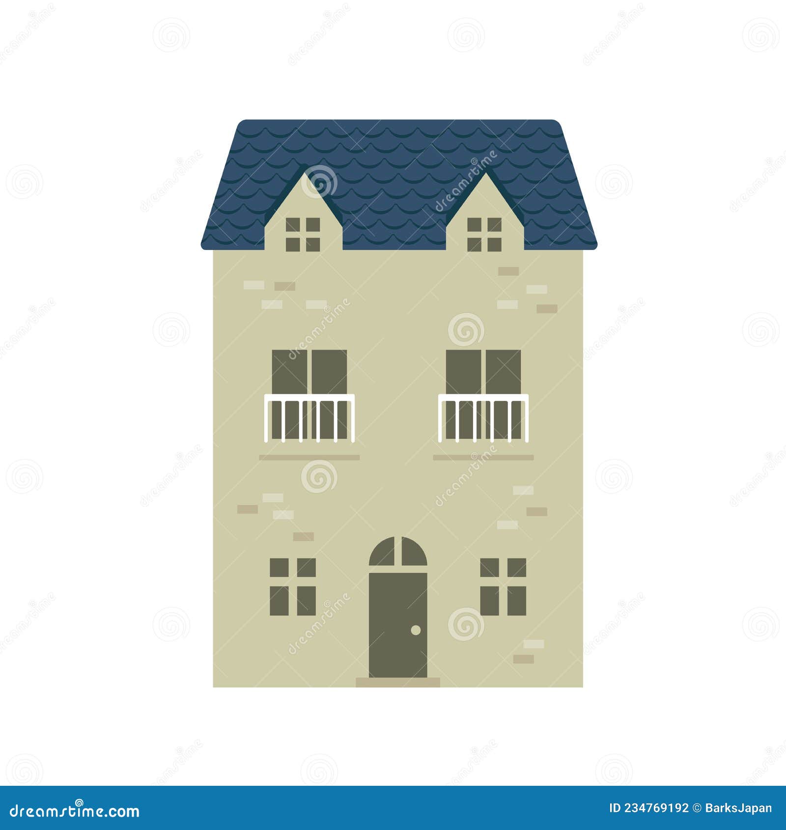 Cartoon Building / House Flat Design Illustration Front View Stock ...