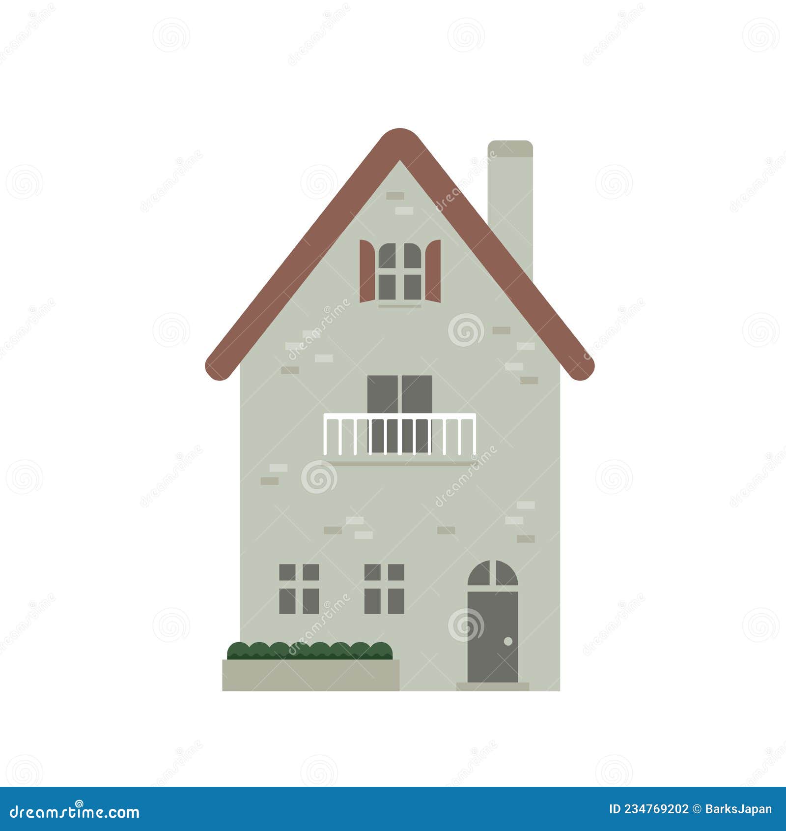 Cartoon Building / House Flat Design Illustration Front View Stock ...