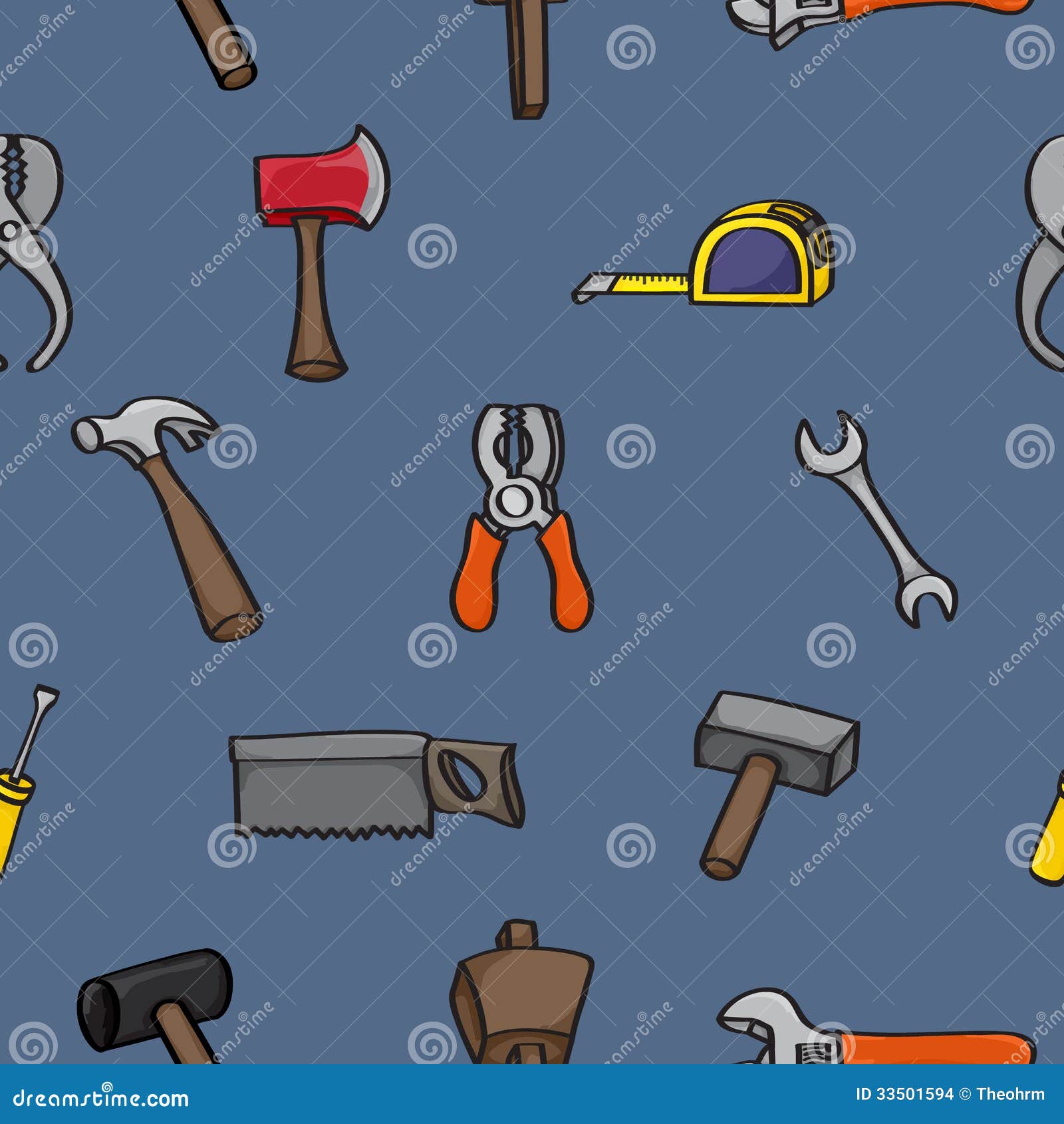 Cartoon Building Tools Seamless Background Stock Vector - Illustration ...