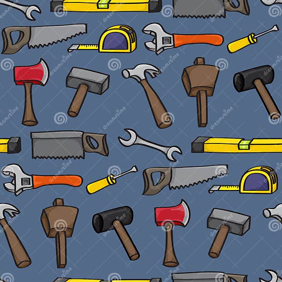 Cartoon Building Tools Seamless Background Stock Vector - Illustration ...