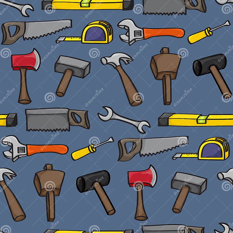 Cartoon Building Tools Seamless Background Stock Vector - Illustration ...