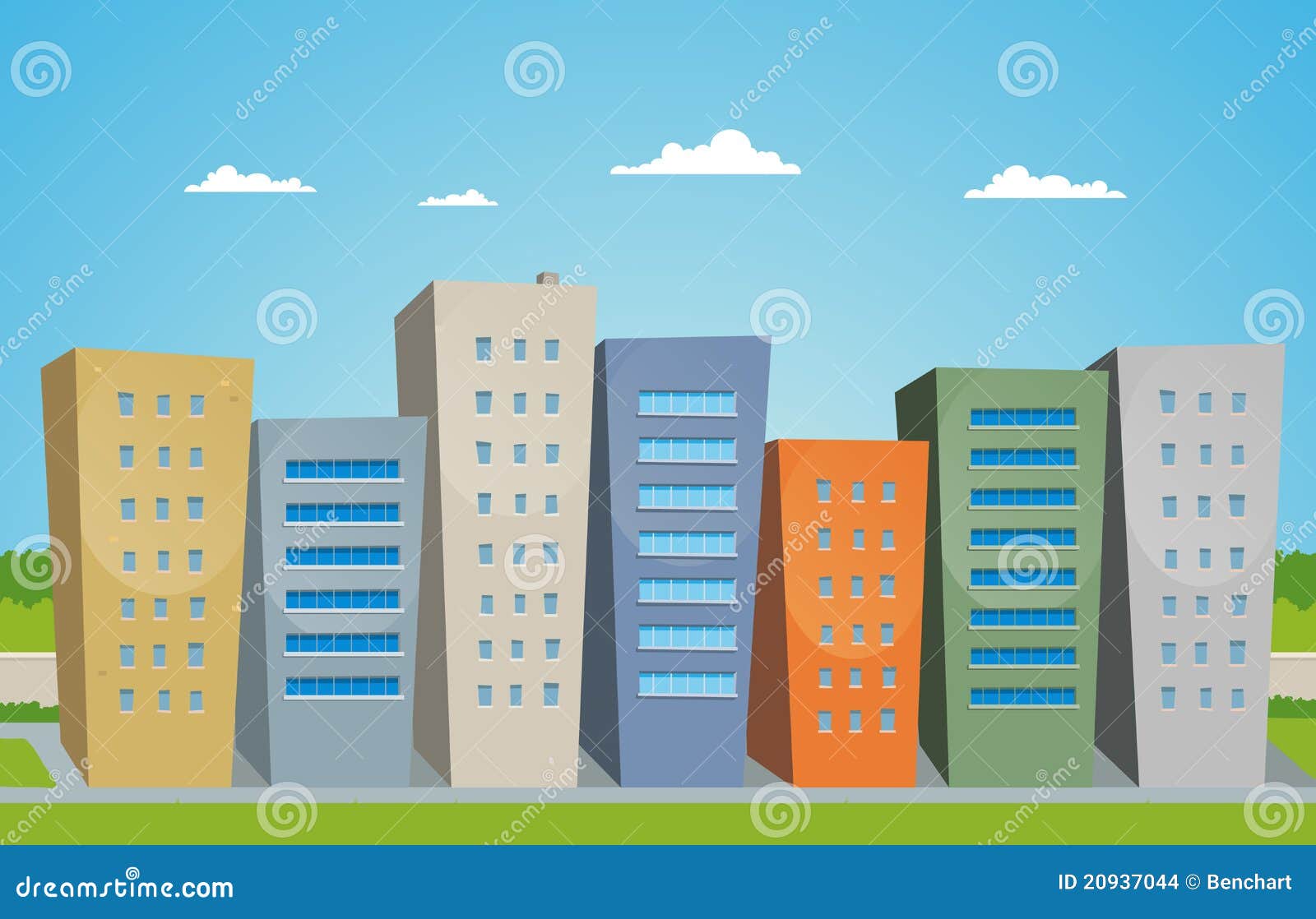 Cartoon Buildings stock vector. Illustration of pavement - 20937044