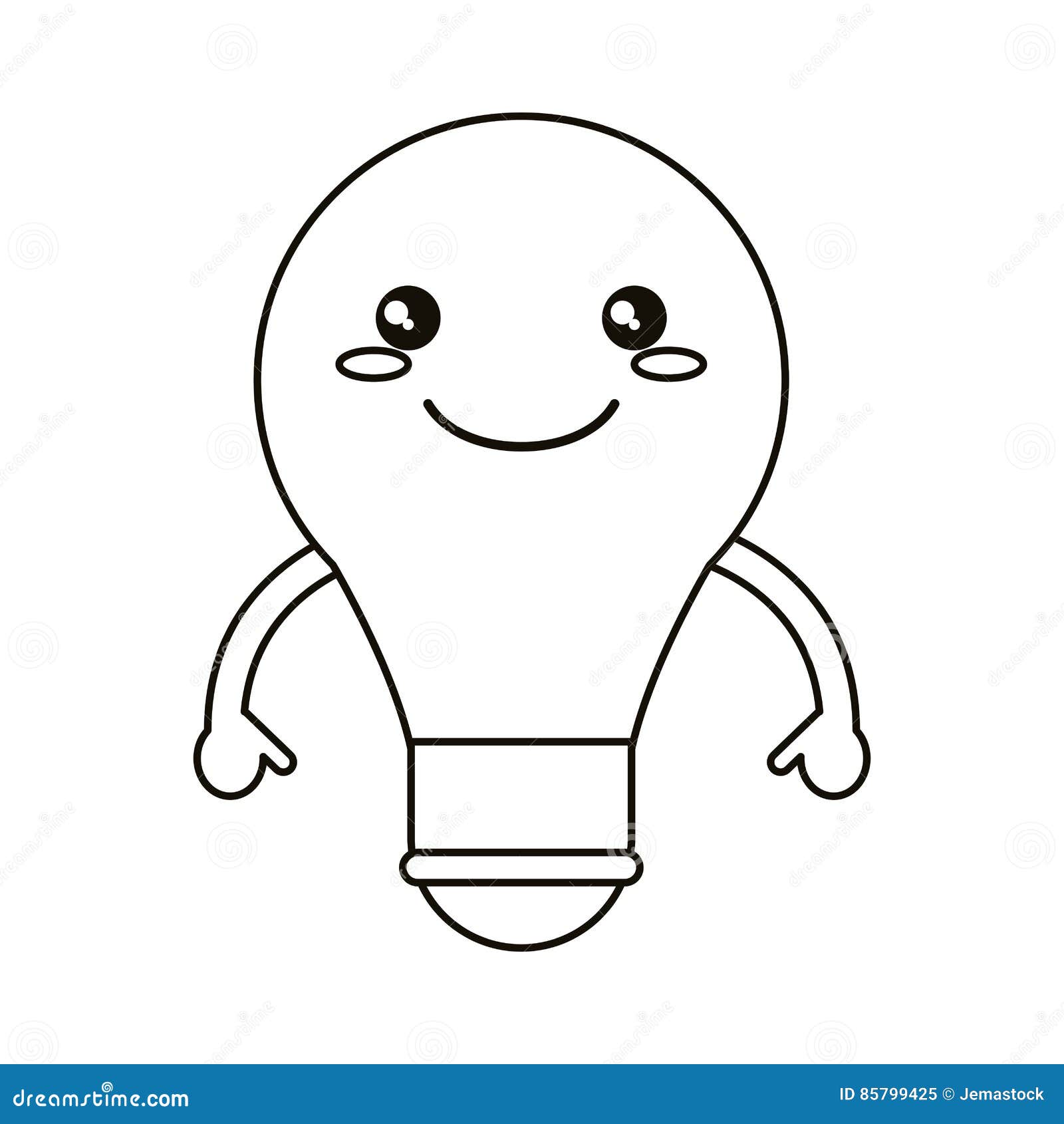 Cartoon Bulb Creative Idea School Thin Line Stock Vector - Illustration ...