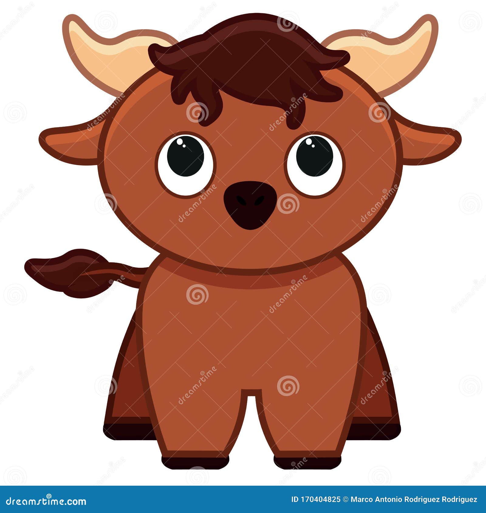 Cartoon Bull Isolated on White Background Stock Illustration ...