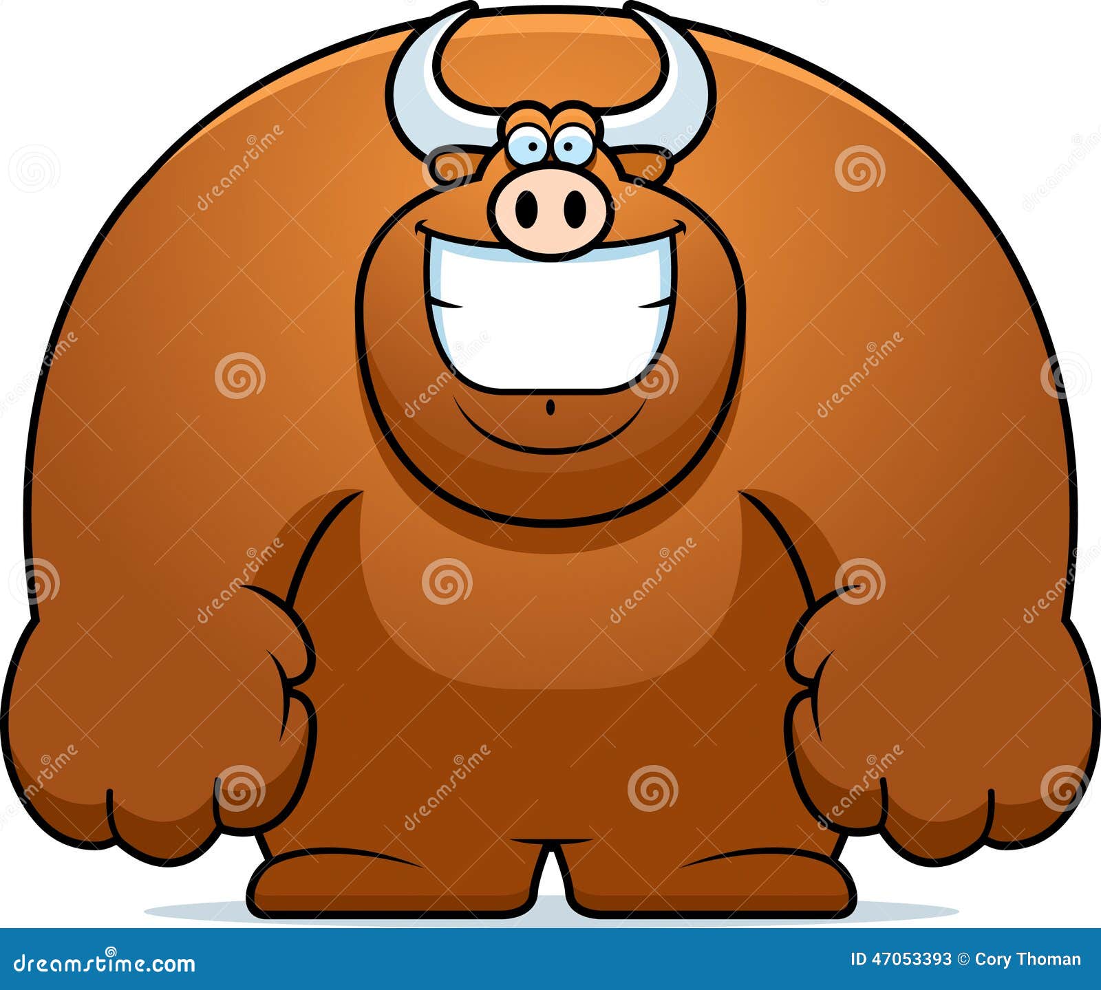 Cartoon Bull Smiling stock vector. Illustration of horns - 47053393