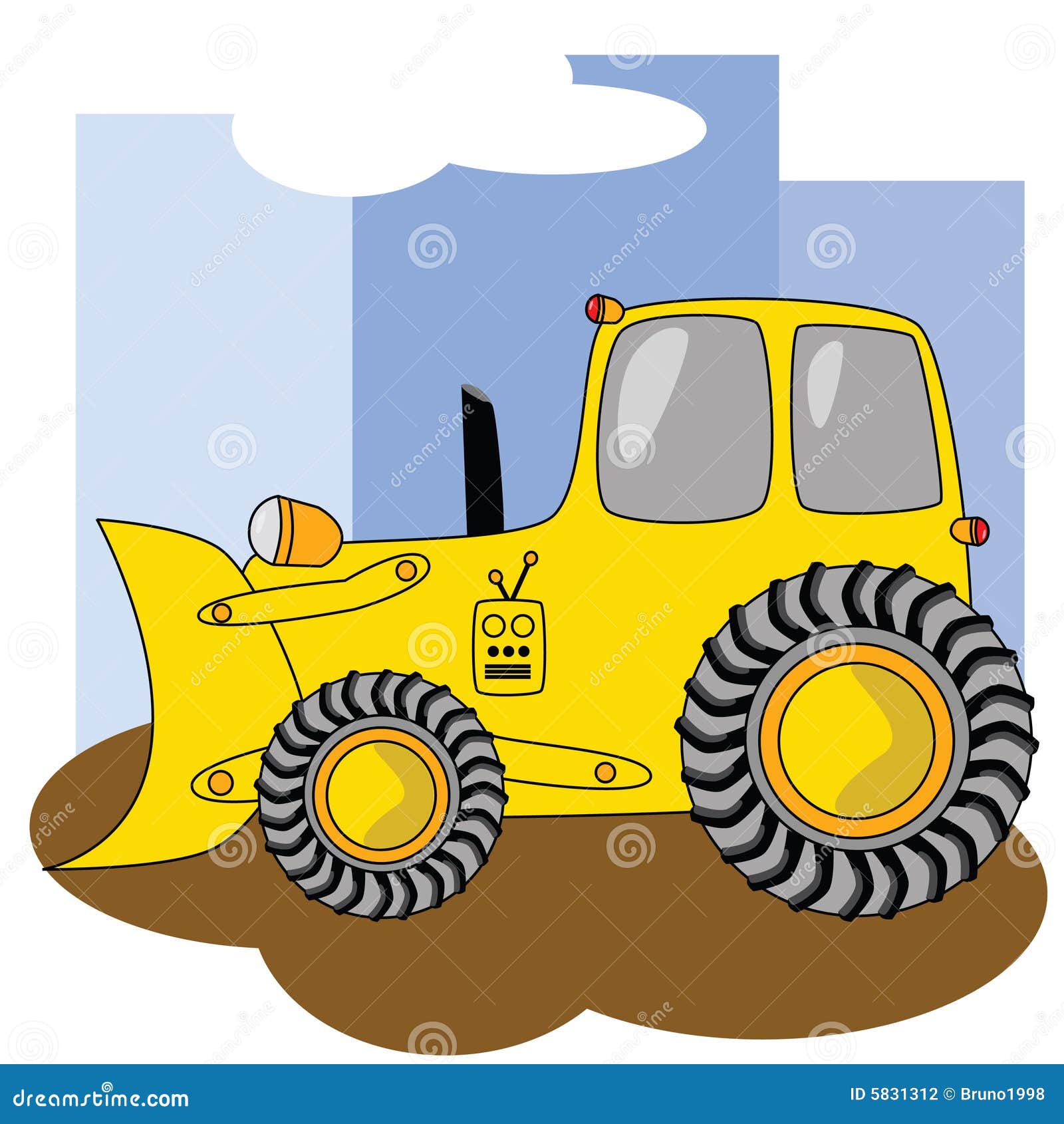Cartoon Yellow Bulldozer Truck