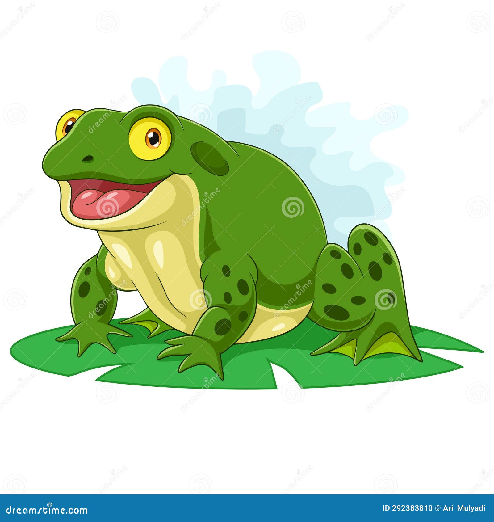 Cartoon Bullfrog Sitting on a Leaf Stock Vector - Illustration of ...