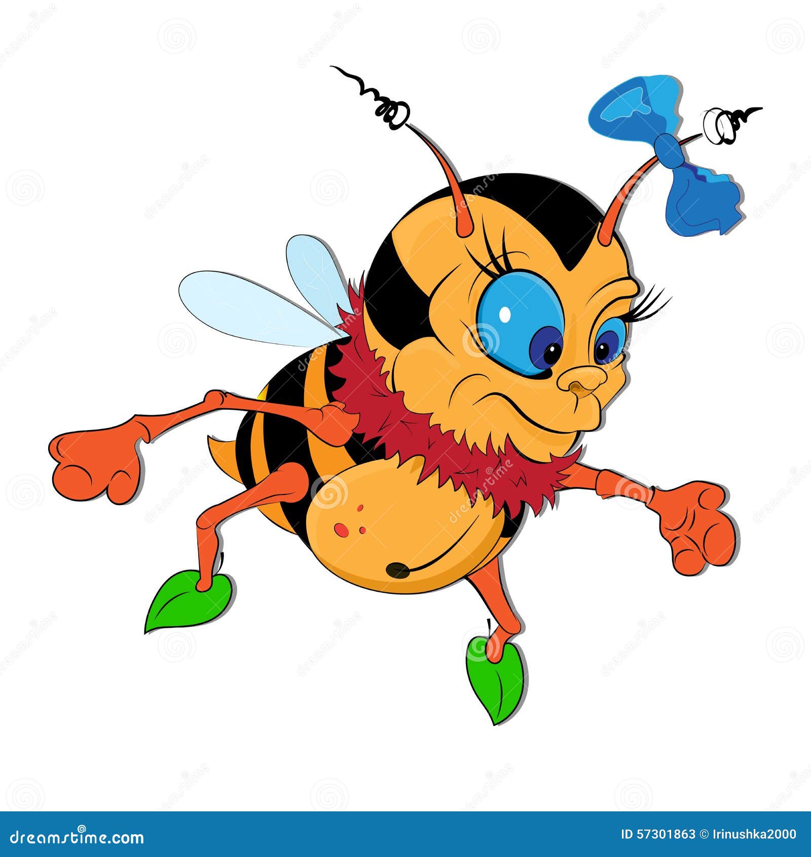 Cartoon Bumblebee Isolated On White Background Vector Illustration ...