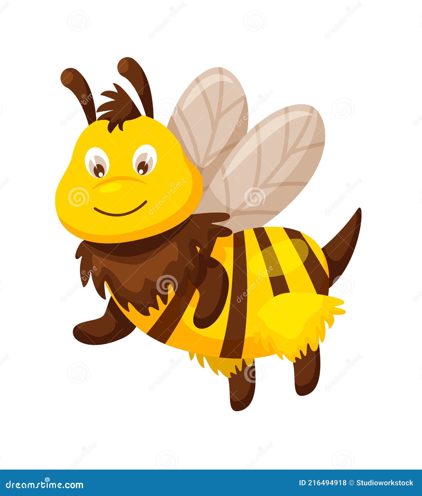 Cartoon Bumblebee Isolated On White Background Vector Illustration ...