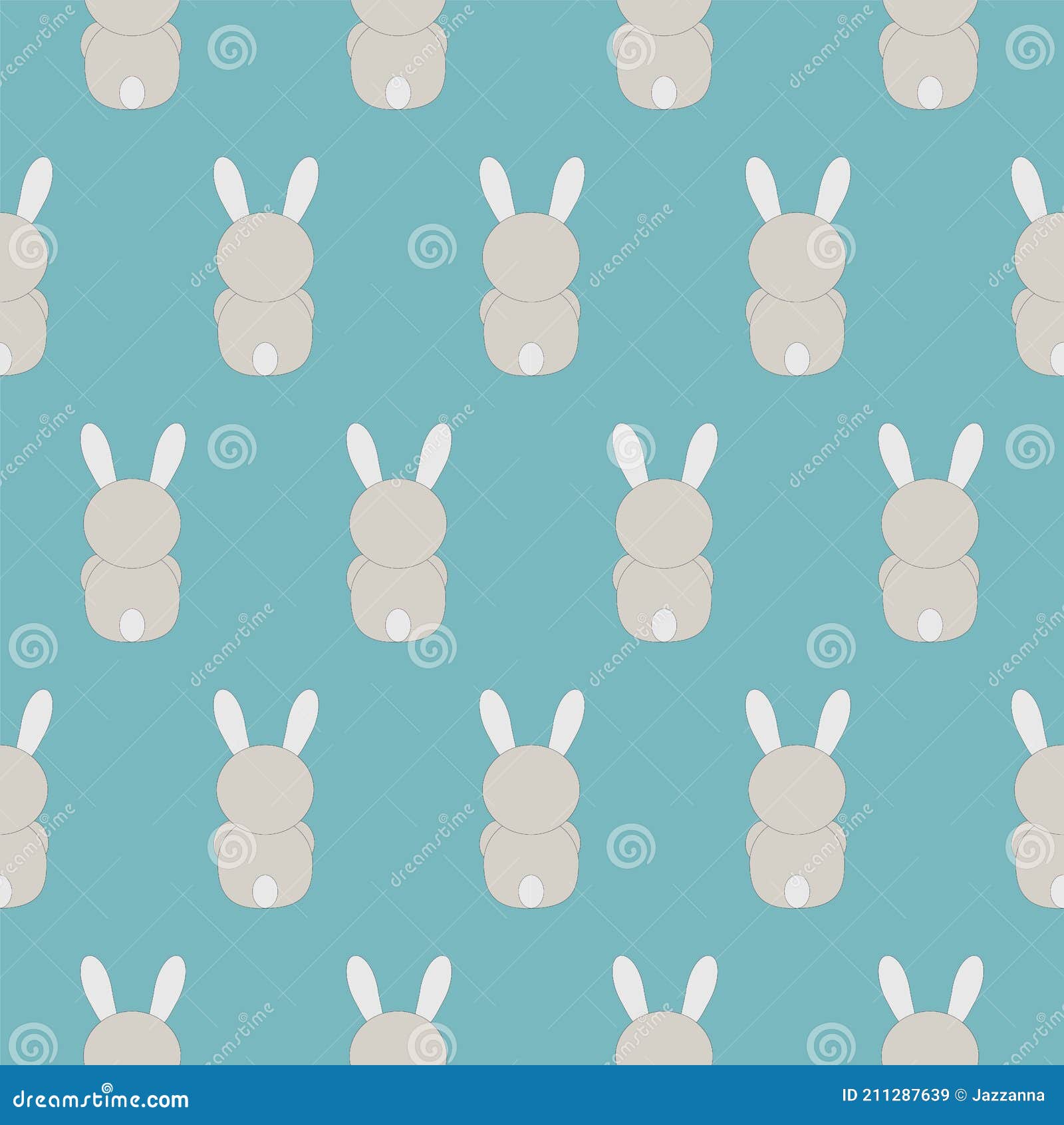 Seamless Pattern Cartoon Bunny from Behind Stock Vector - Illustration ...