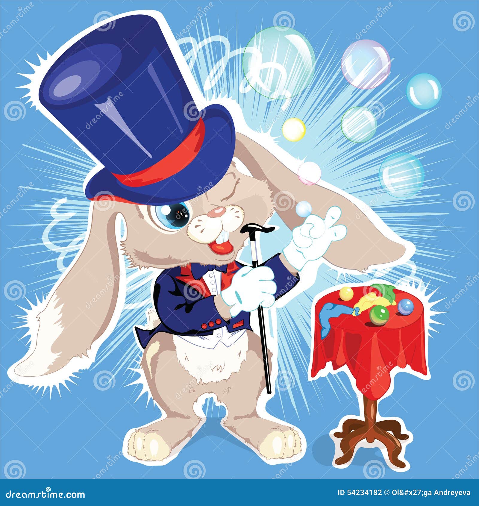 Cartoon bunny conjurer stock vector. Illustration of fascinator - 54234182