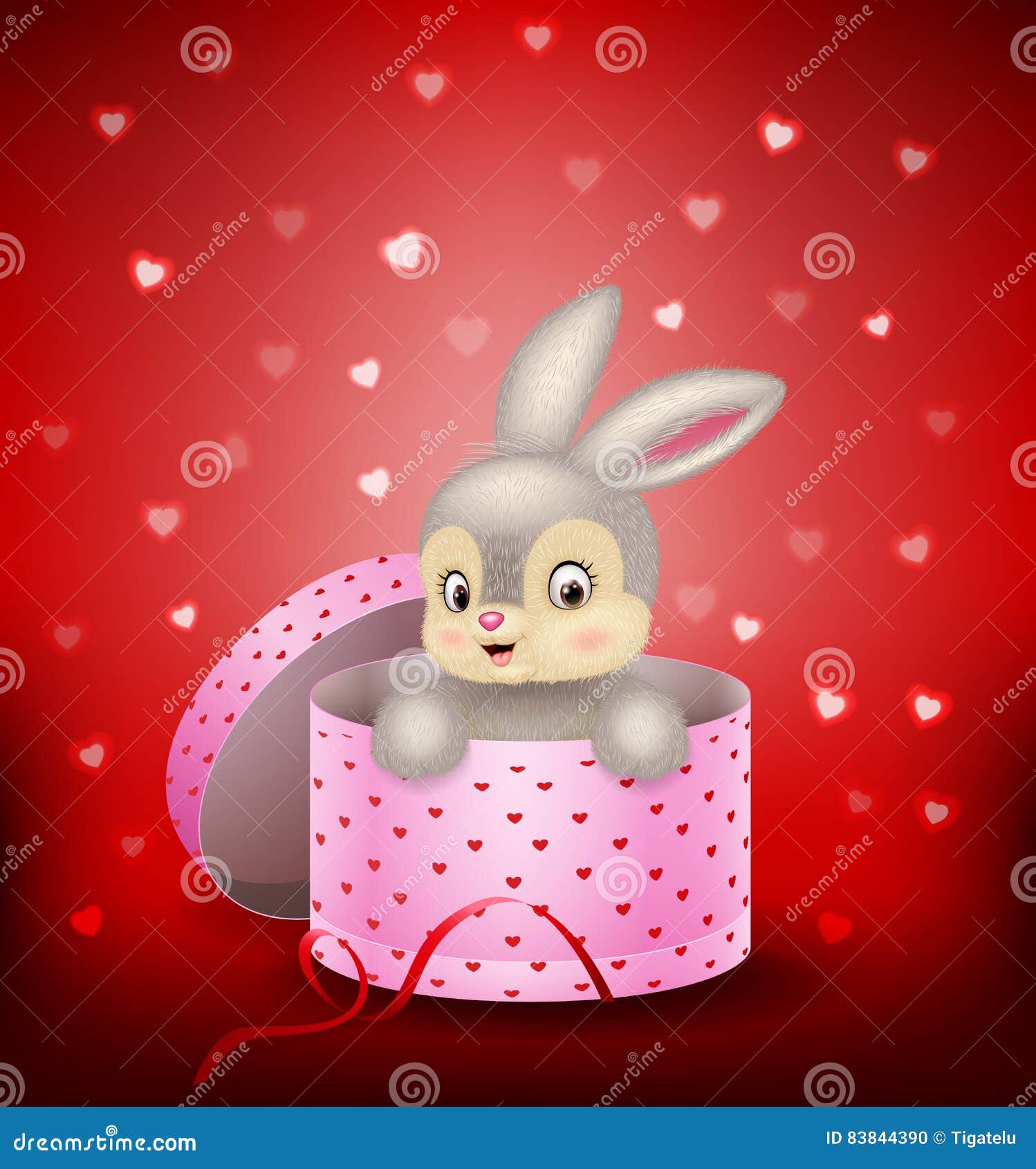 Cartoon Bunny in a Gift Box Stock Vector - Illustration of pink ...