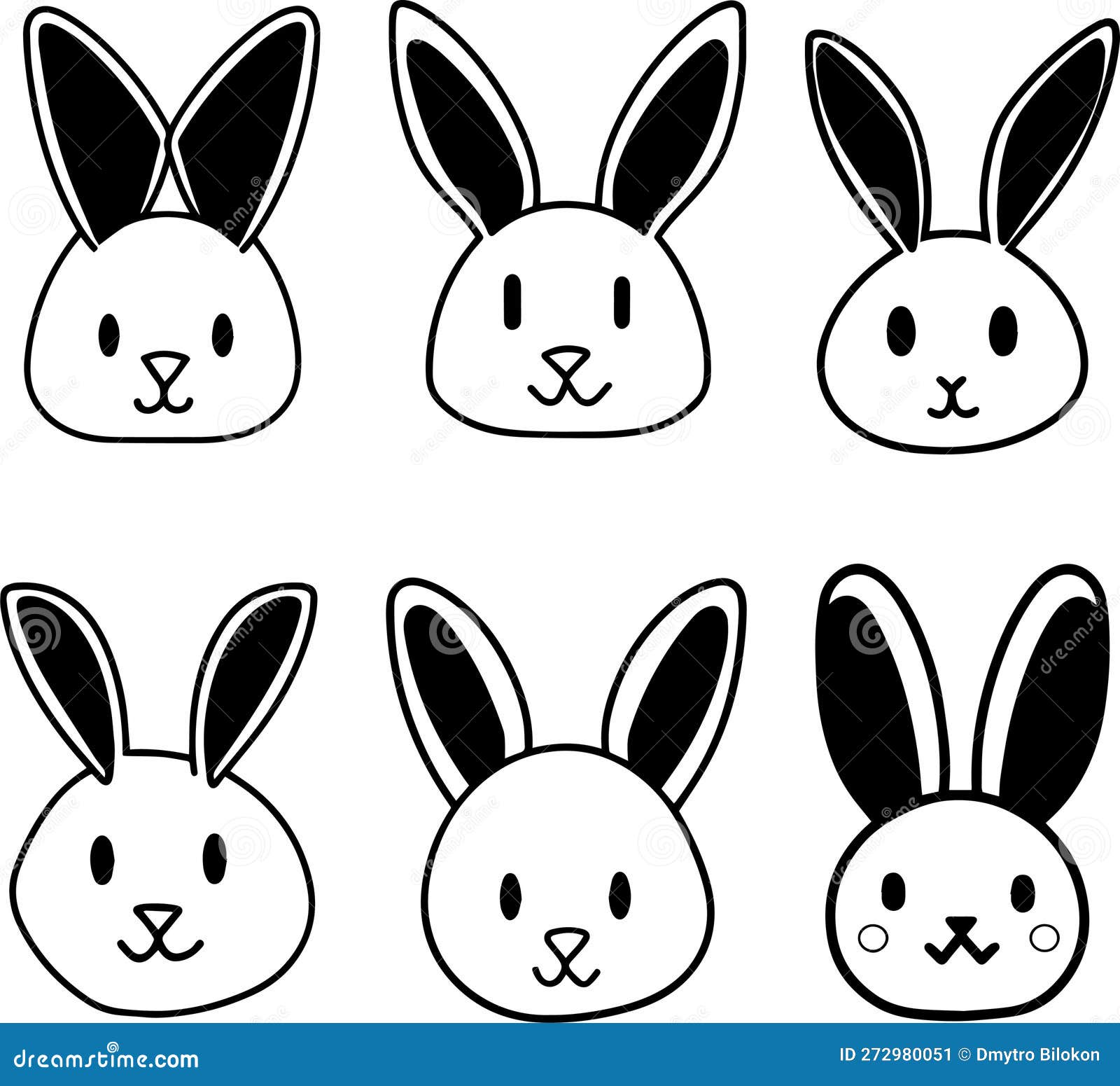 Cartoon Bunny Head Set Icon, Vector Illustration, Stock Vector ...