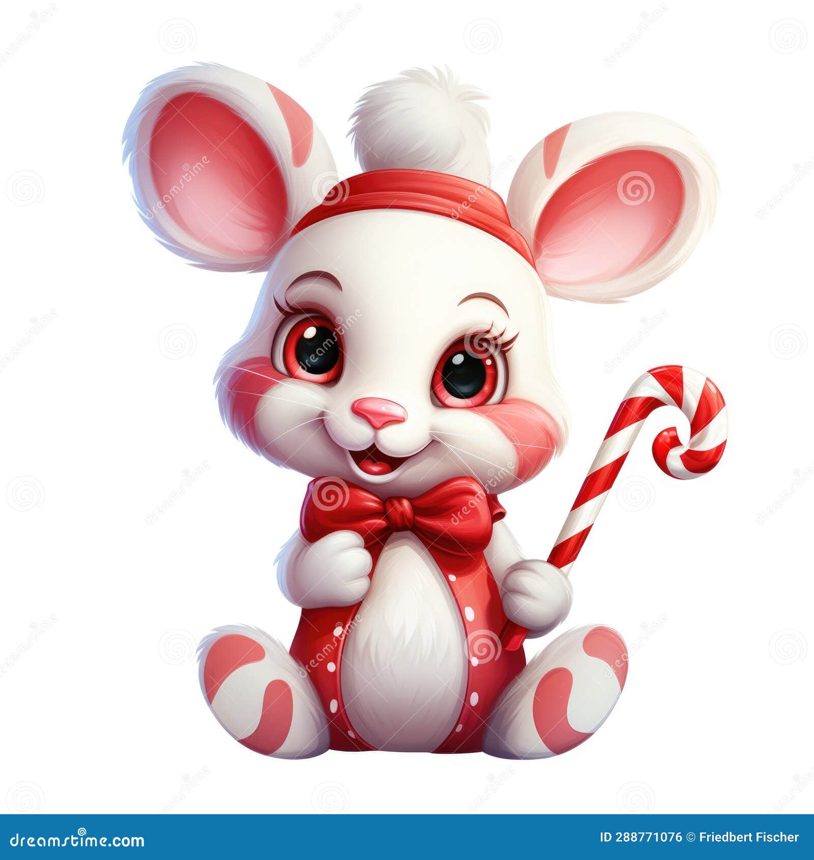 A Cartoon Bunny Holding a Candy Cane. Stock Illustration - Illustration ...