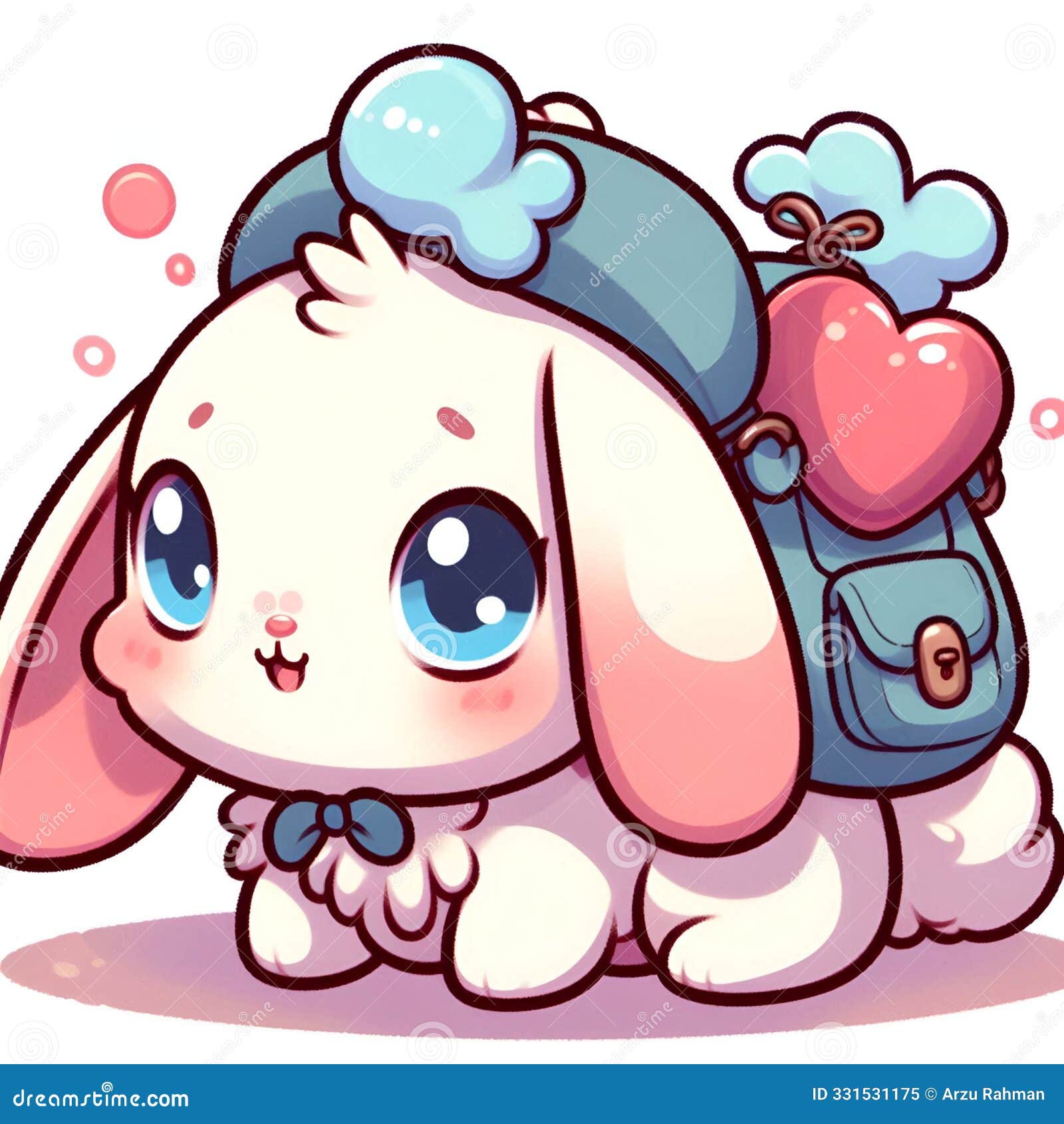 A Cartoon Bunny with a Tiny Backpack Stock Illustration - Illustration ...