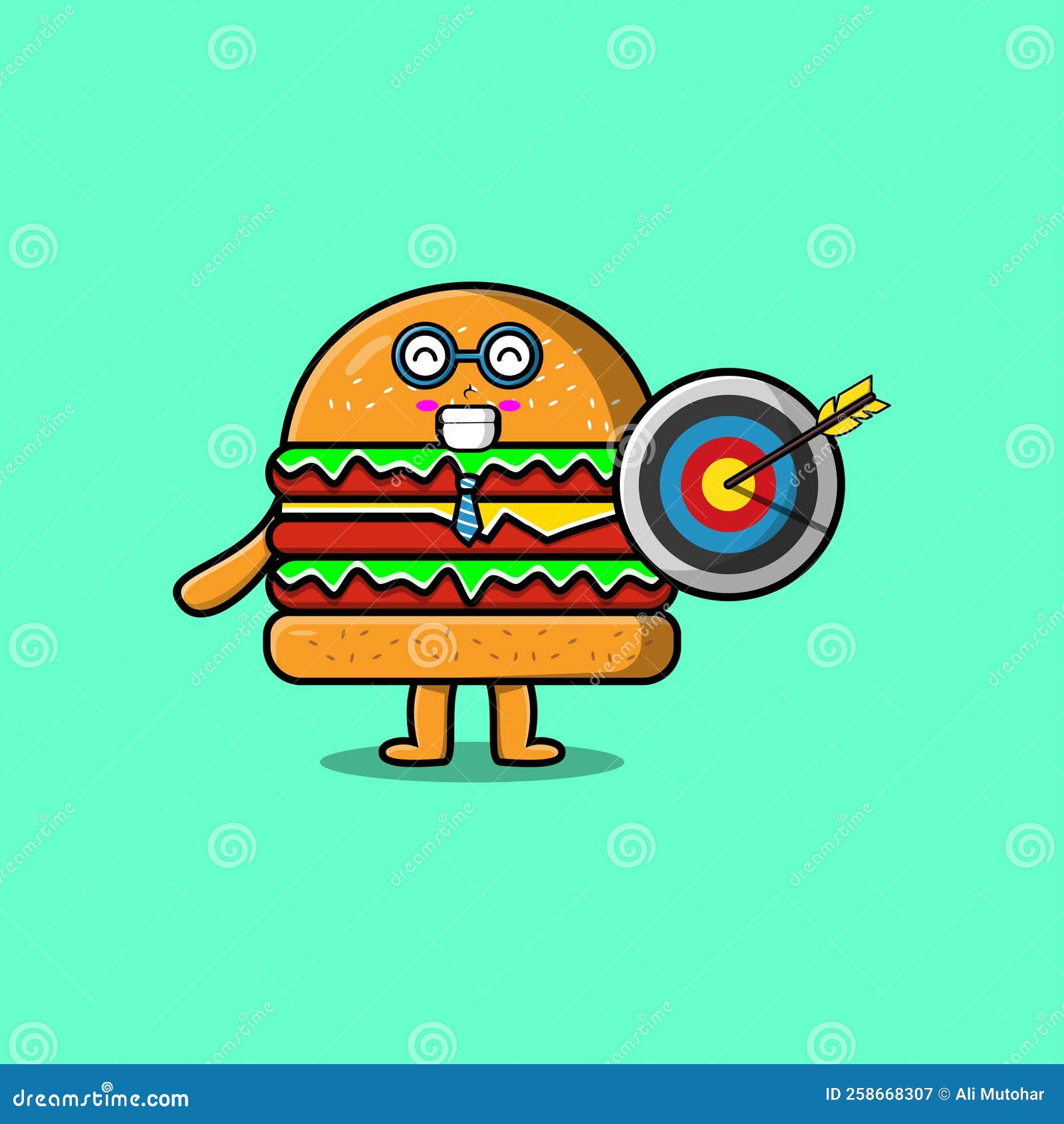 Cartoon Burger Businessman Hold Target and Arrow Stock Vector ... Cartoon Burger Businessman Hold Target and Arrow Stock Vector ...
