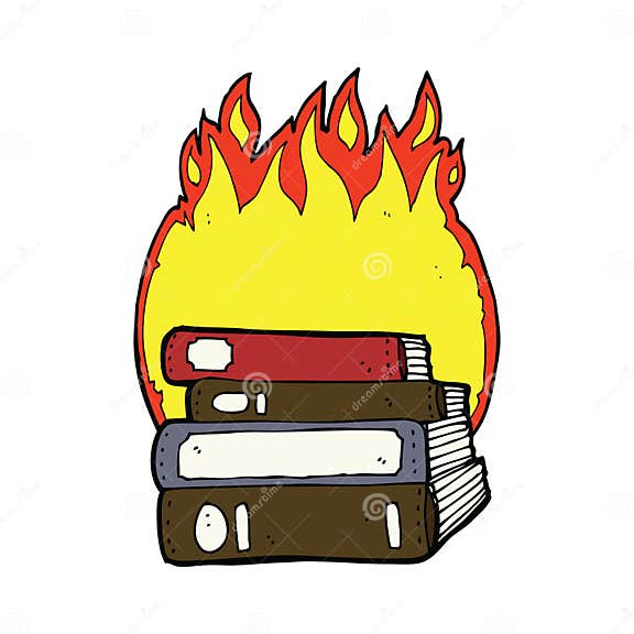 Cartoon burning books stock illustration. Illustration of design - 52968151