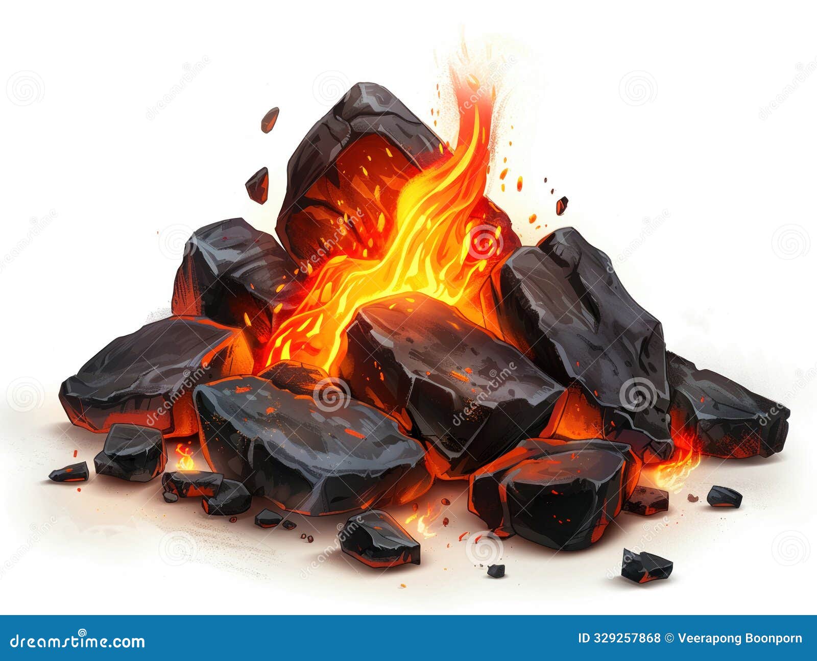Cartoon Burning Coal With A Touch Of Playfulness Royalty-Free Stock ...