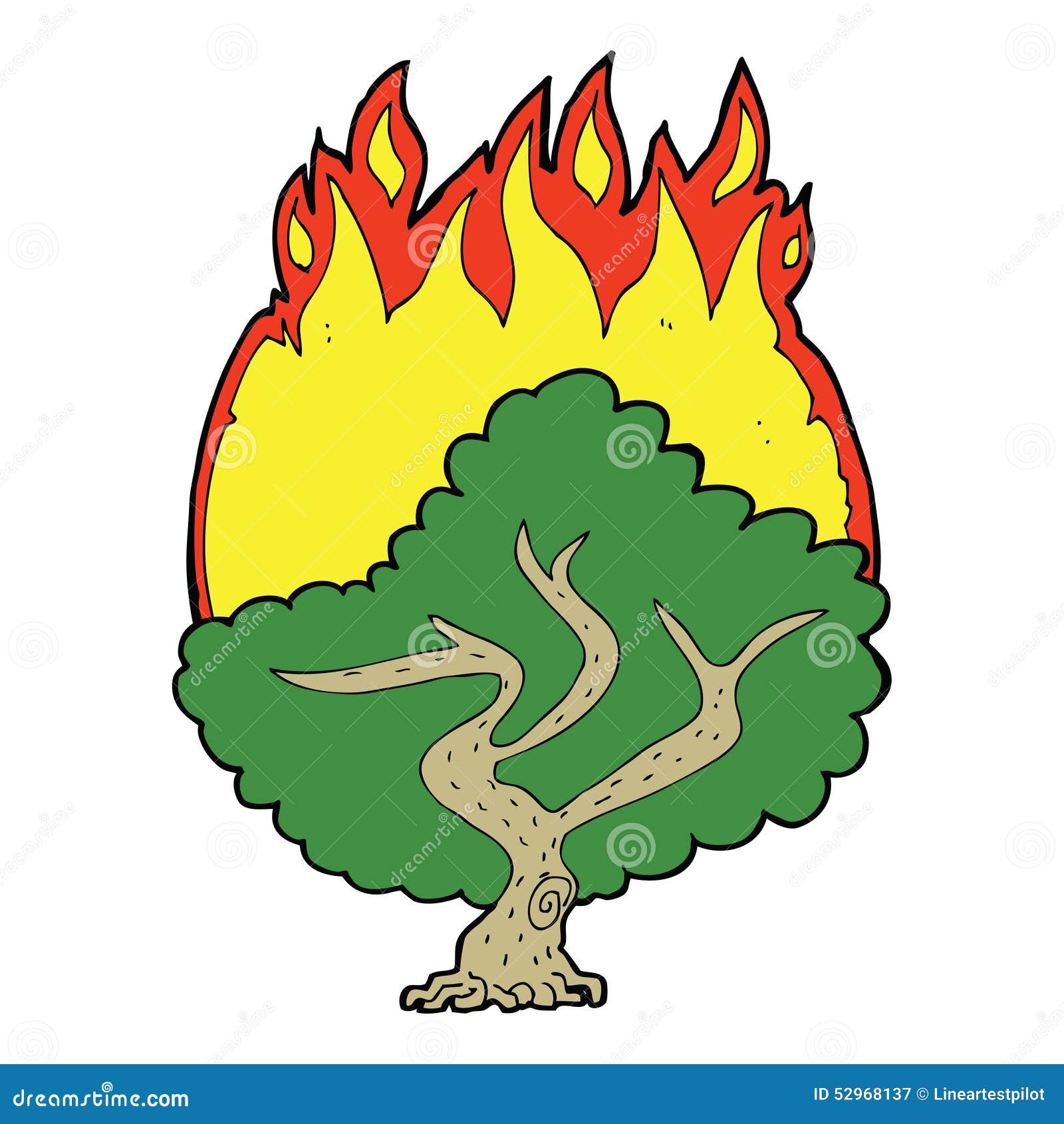 Cartoon burning tree stock illustration. Illustration of drawn - 52968137