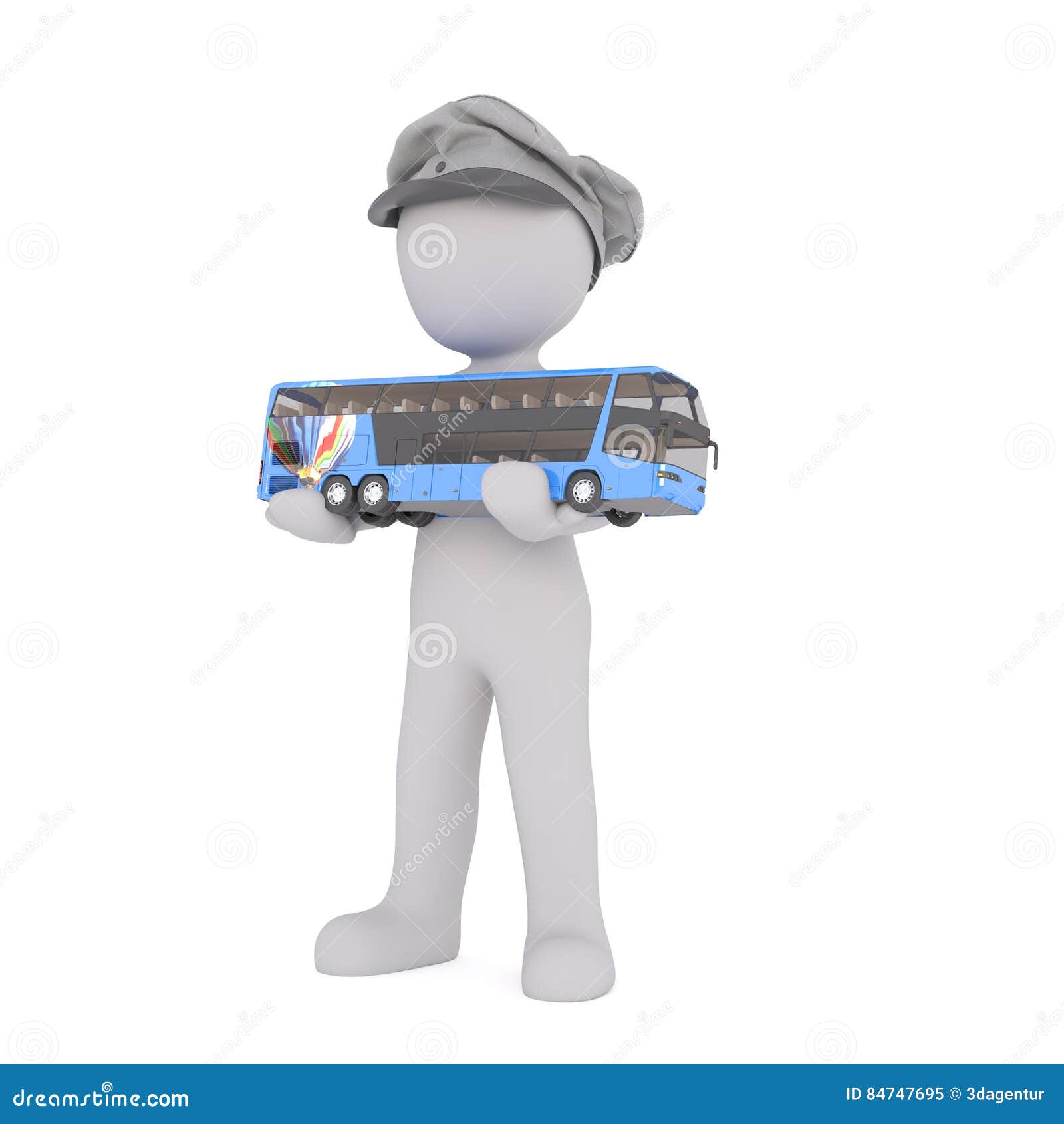 Cartoon Bus Driver Cap Holding Small Scale Bus Stock Illustration ...