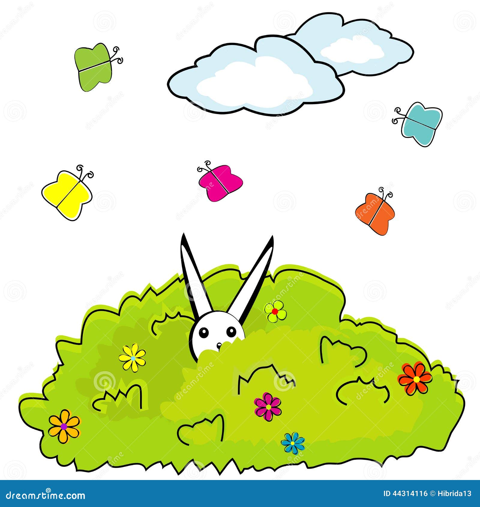 Cartoon Bush With Hidden Bunny Vector Illustration | CartoonDealer.com ...