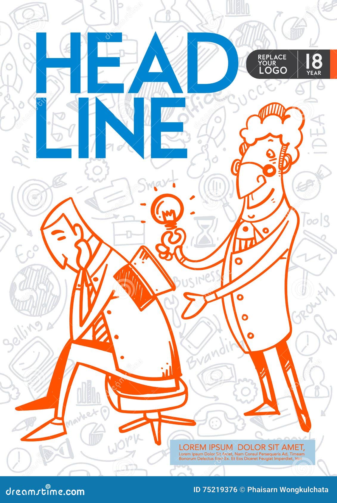 Cartoon Business Brochure Flyer. Stock Vector - Illustration of front ...