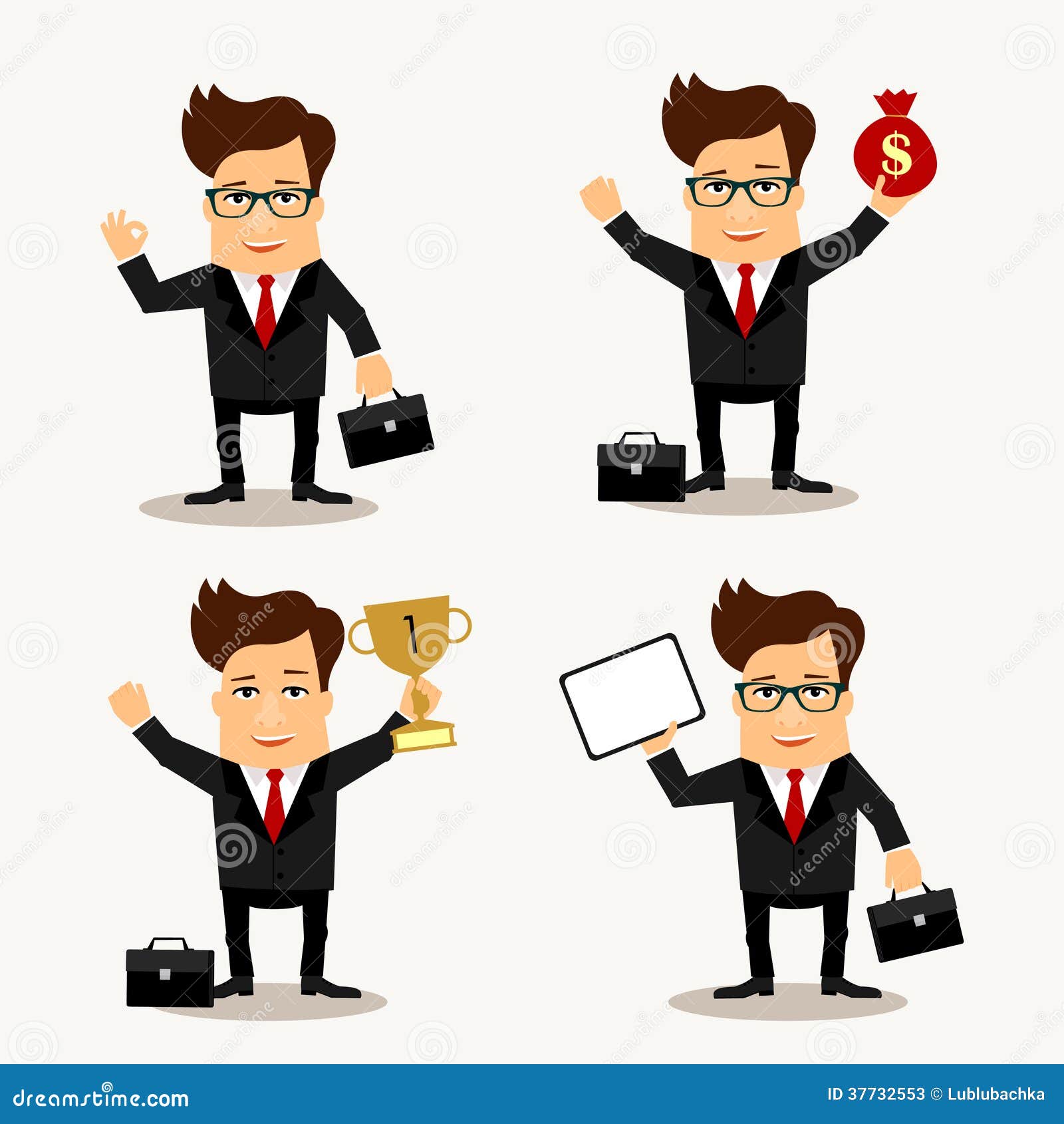 Cartoon Business Characters in Different Poses Stock Vector ...
