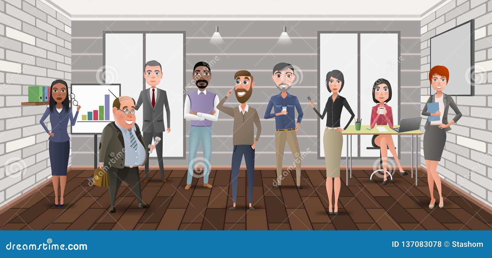 Cartoon Business Characters in the Office. Stock Vector - Illustration ...