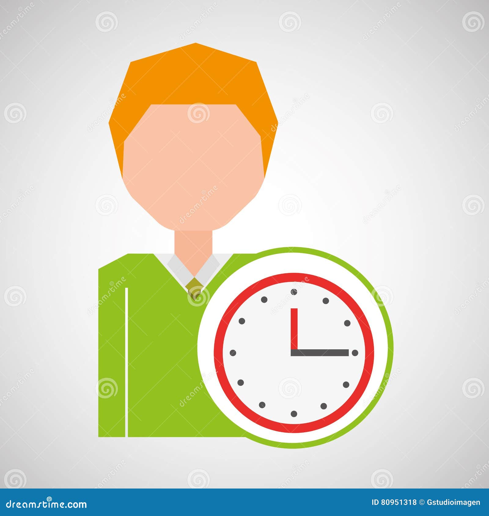 Cartoon Business Man Clock Time Icon Stock Vector - Illustration of ...