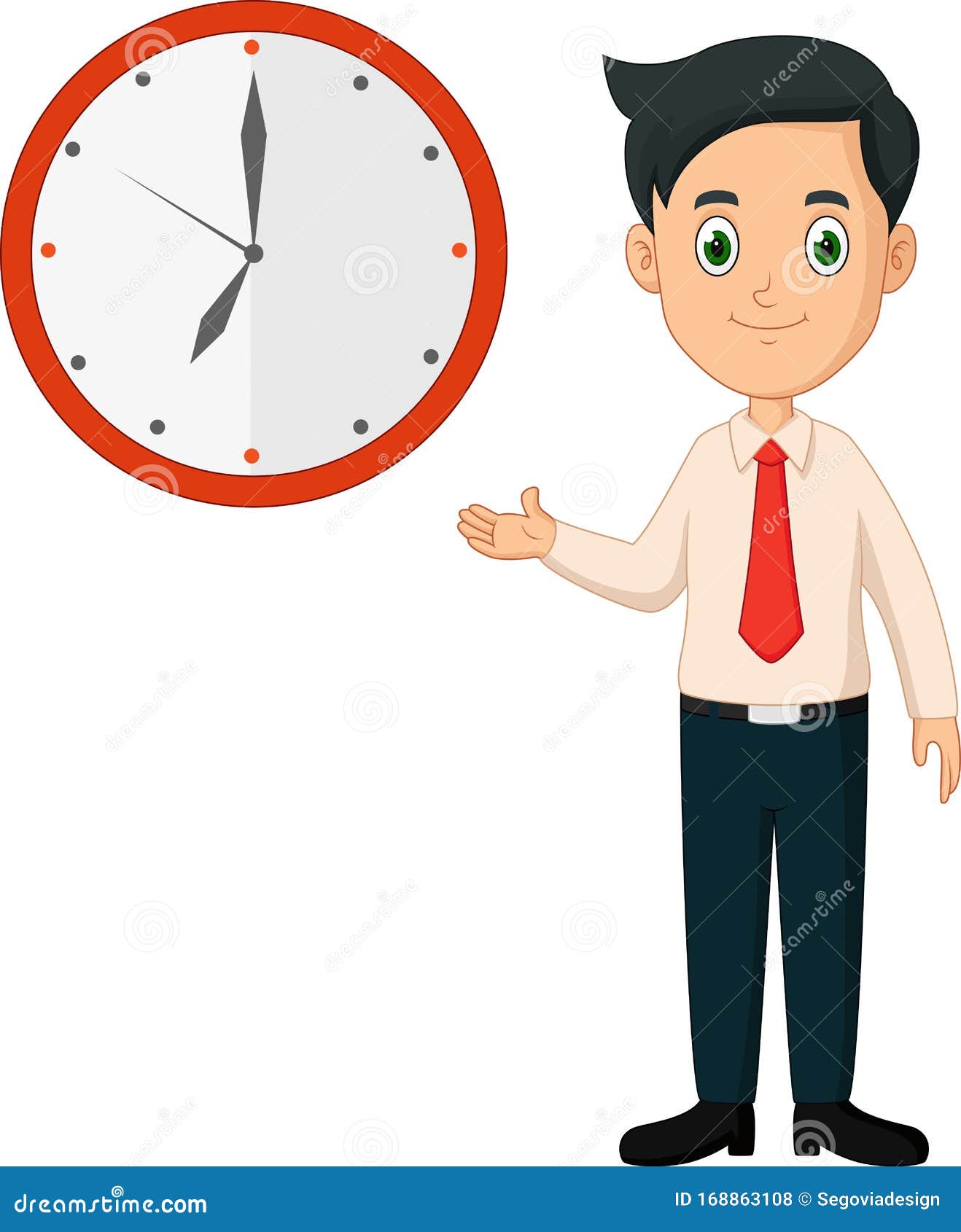 Cartoon Business Man with Hours Stock Vector - Illustration of clock ...