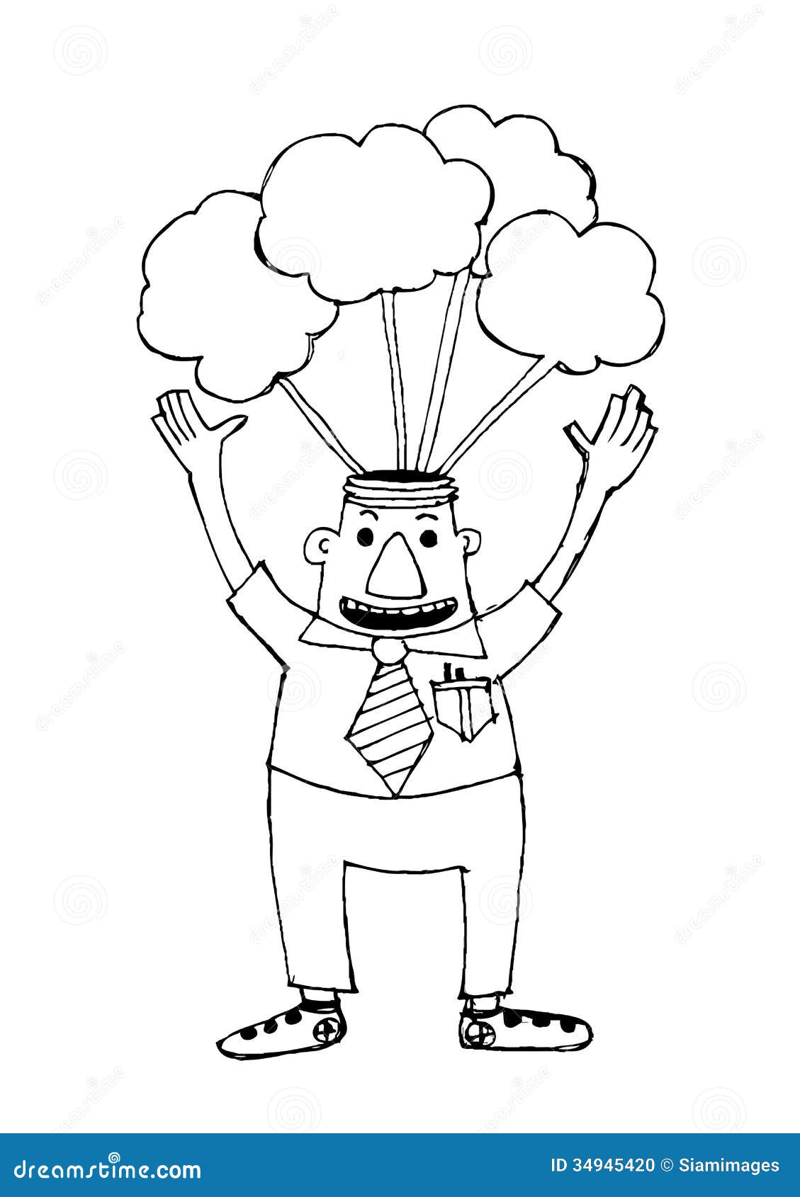 Cartoon Business Man Think Idea Stock Illustration - Illustration of ...