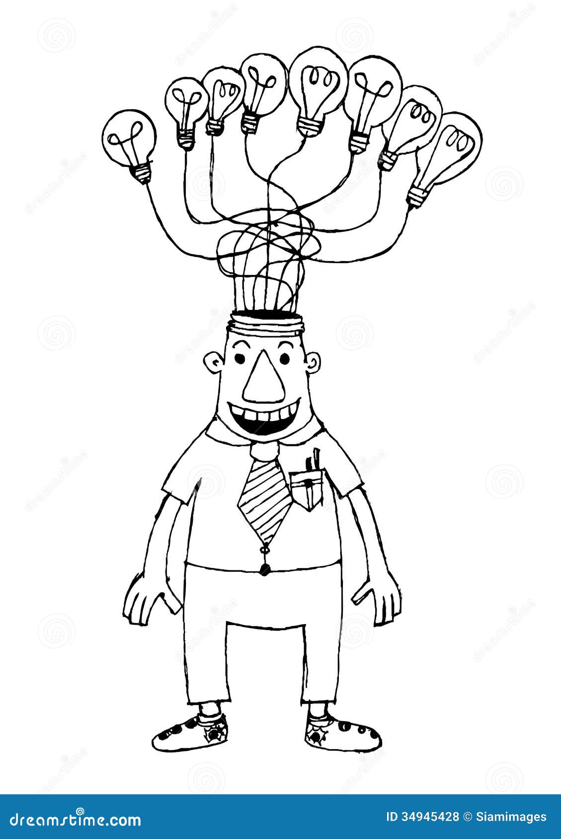 Cartoon Business Man Think Idea Stock Illustration - Illustration of ...